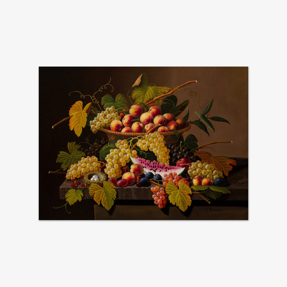 Severin Roesen - Still Life with a Basket of Fruit – monalisaprints
